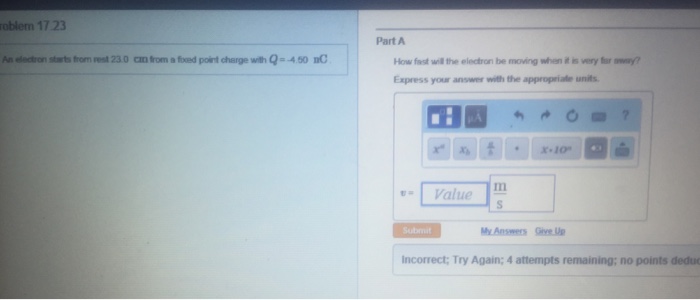 Solved An electron starts from rest 23.0 can from a fixed | Chegg.com