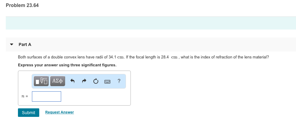 Solved Problem 23.64 Part A Both surfaces of a double convex | Chegg.com