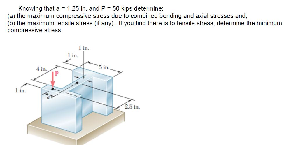Solved Knowing that a = 1.25 in. and P = 50 kips determine: | Chegg.com