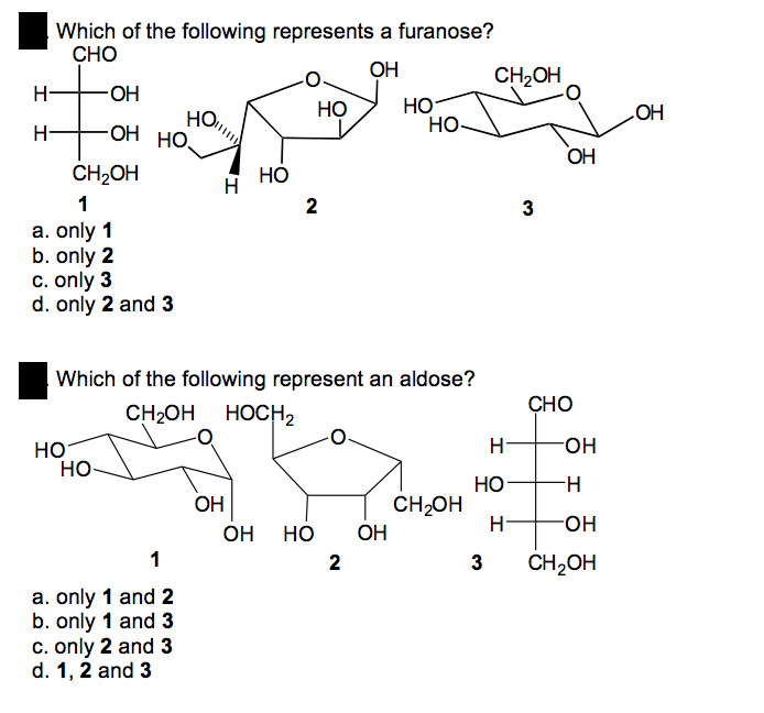Solved Which of the following represents a furanose? CHO | Chegg.com