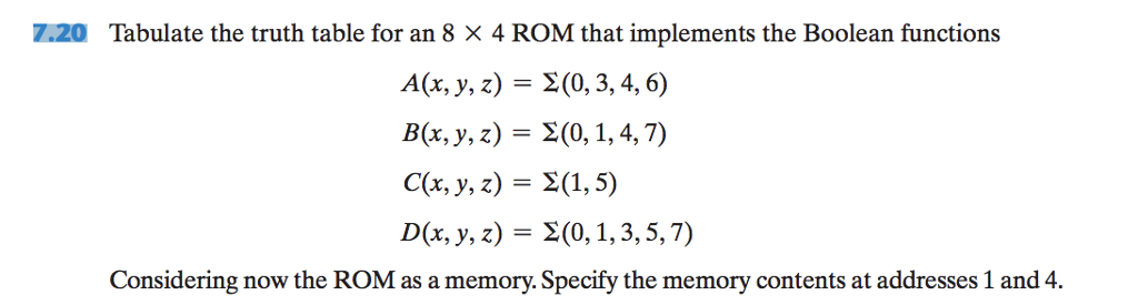 Solved 720 Tabulate the truth table for an 8 x 4 ROM that | Chegg.com