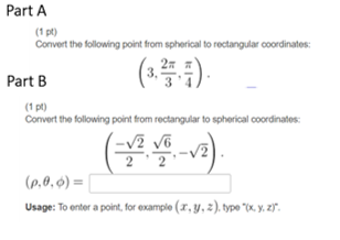 Solved Part A (1 pt) Convert the following point from | Chegg.com