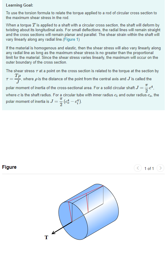Solved Learning Goal: To use the torsion formula to relate | Chegg.com