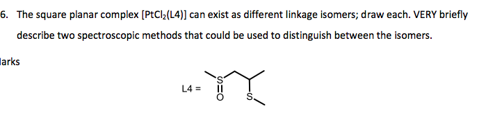 Solved The square planar complex [Pt(L4)21[BFal2 can exist | Chegg.com