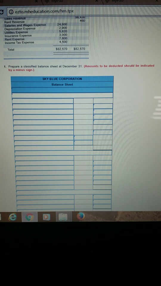 Solved M4-16 Reporting a Balance Sheet [LO 44 The Sky Blue | Chegg.com