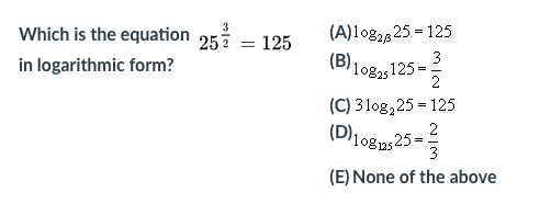 Solved Which is the equation 2525bap in logarithmic form? n | Chegg.com