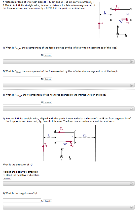 Solved A rectangular loop of wire with sides H 33 cm and | Chegg.com