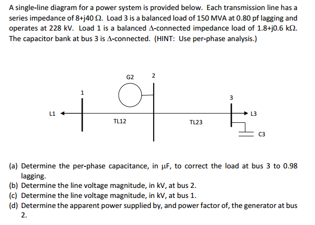Solved A single-line diagram for a power system is provided | Chegg.com
