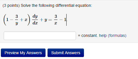Solved (3 points) Solve the following differential equation | Chegg.com