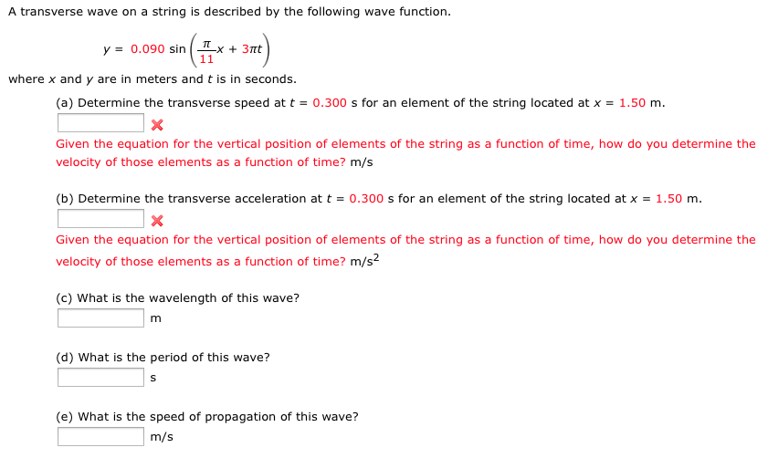 Solved A transverse wave on a string is described by the | Chegg.com