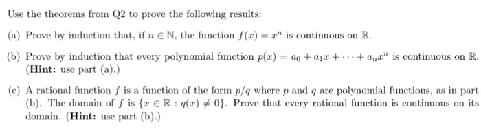 Solved Use the theorems from Q2 to prove the following | Chegg.com