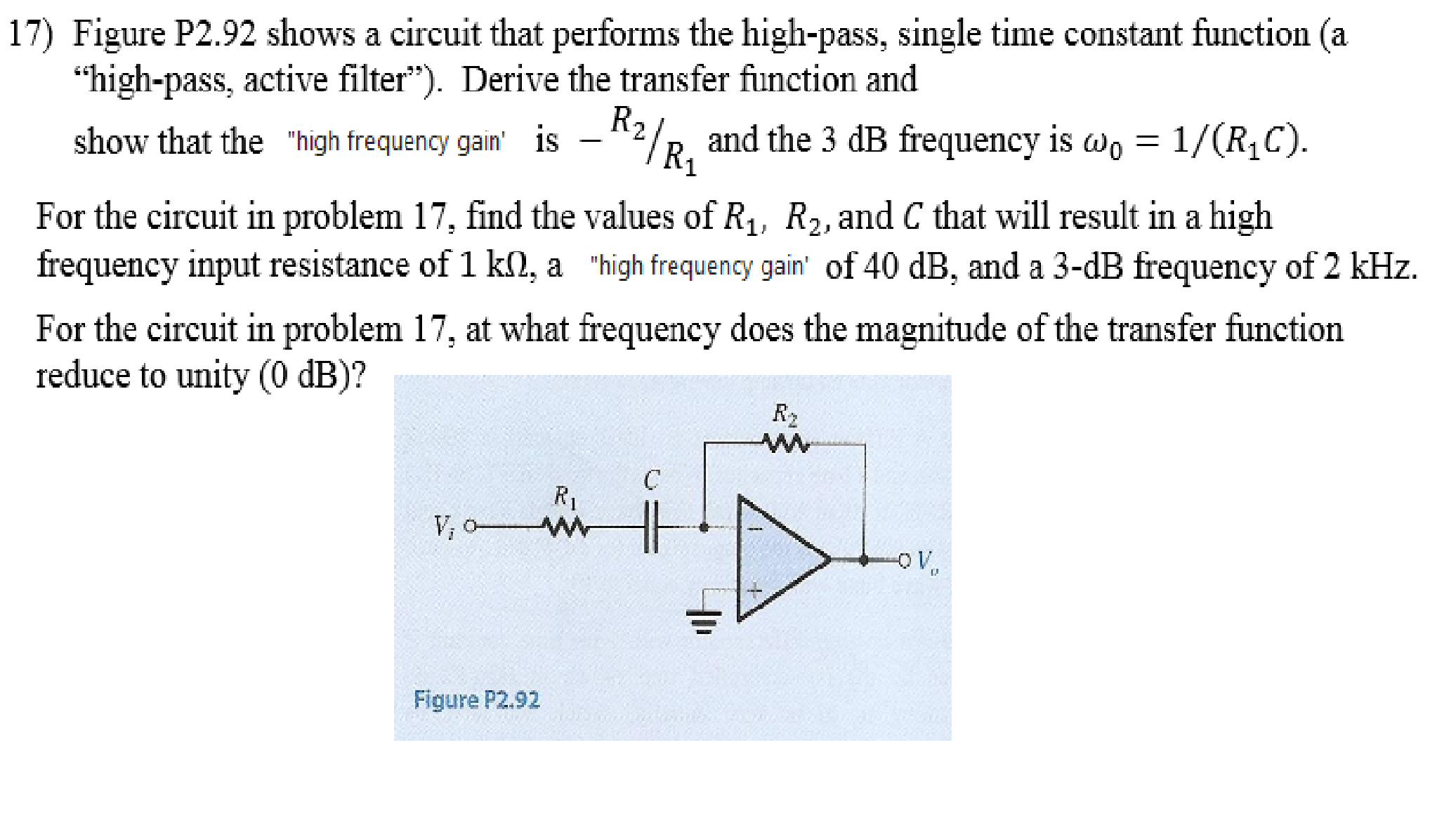 Solved Figure P2.92 shows a circuit that performs the | Chegg.com