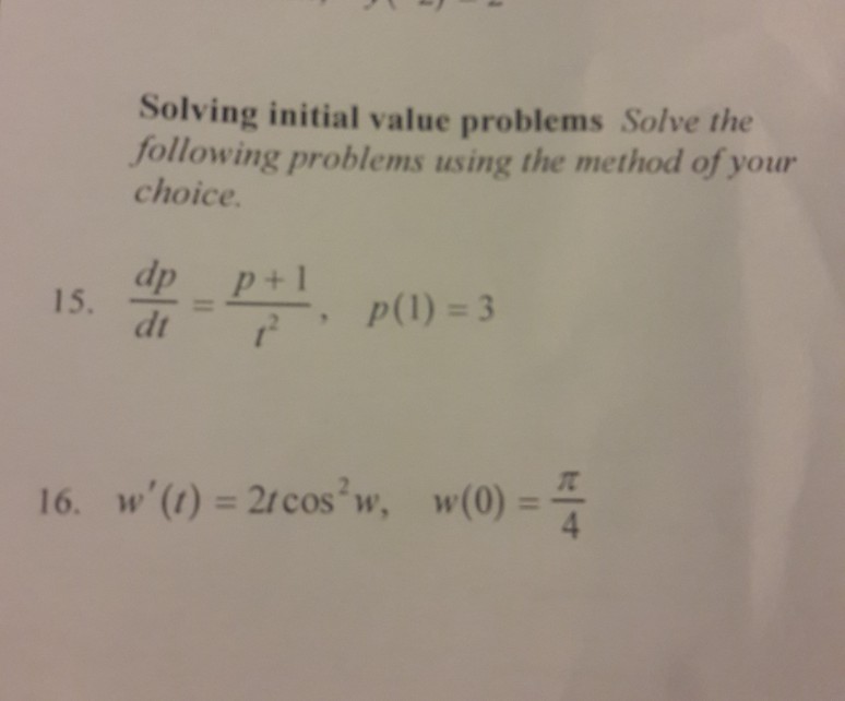 Solved Solving initial value problems Solve the following | Chegg.com