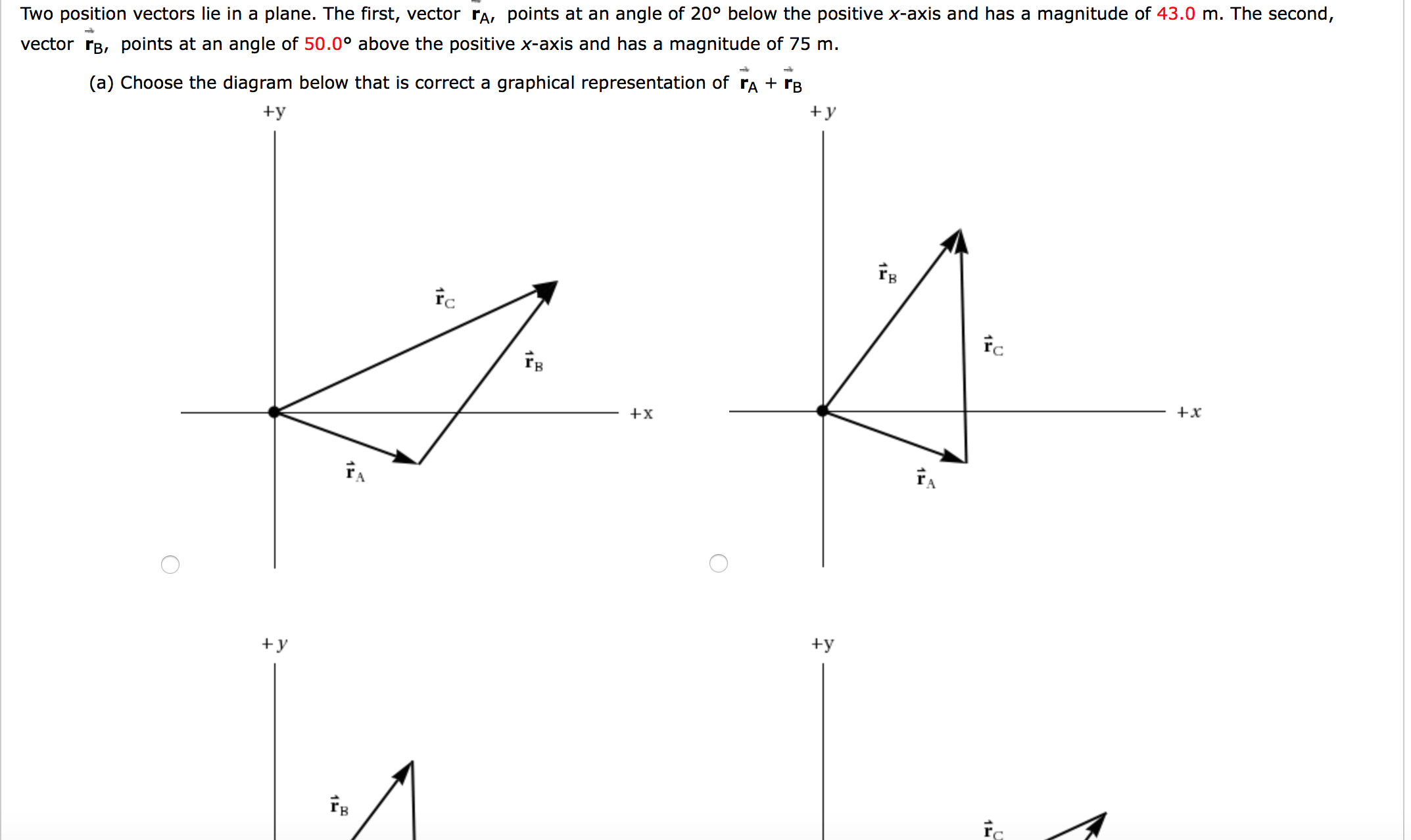 Solved Two position vectors lie in a plane. The first, | Chegg.com
