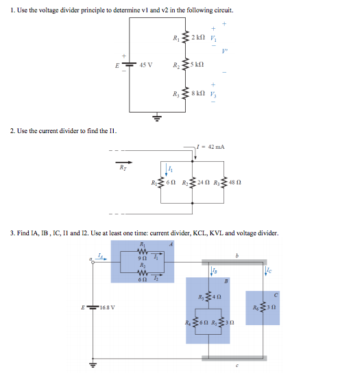 Solved Use the voltage divider principle to determine v1 and | Chegg.com