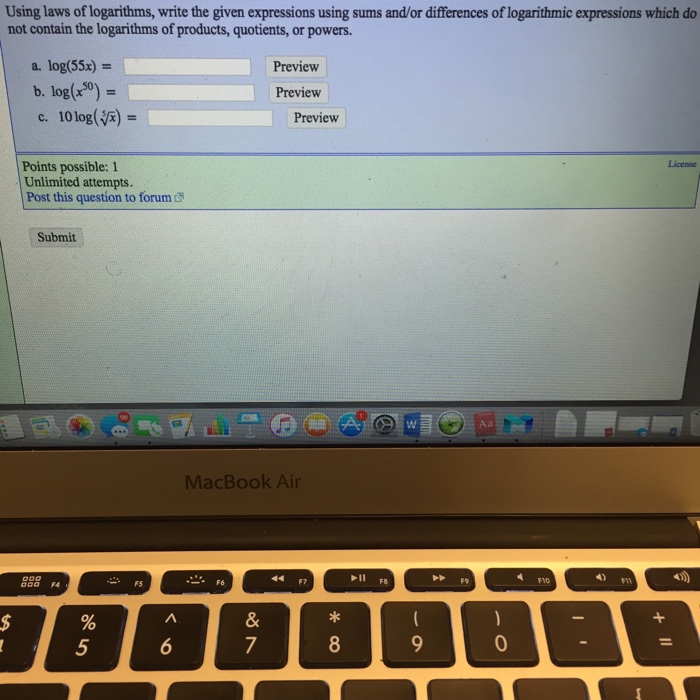 Solved Using laws of logarithms, write the given expressions | Chegg.com
