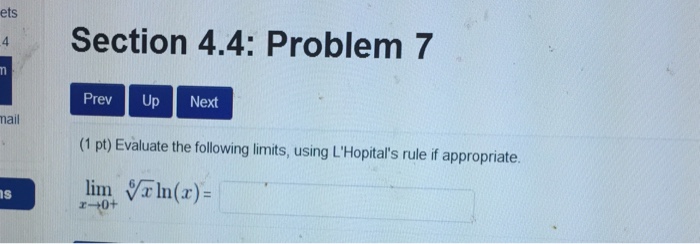 Solved Section 4 4 Problem 4 Prev Up Next 1 Pt Evaluate