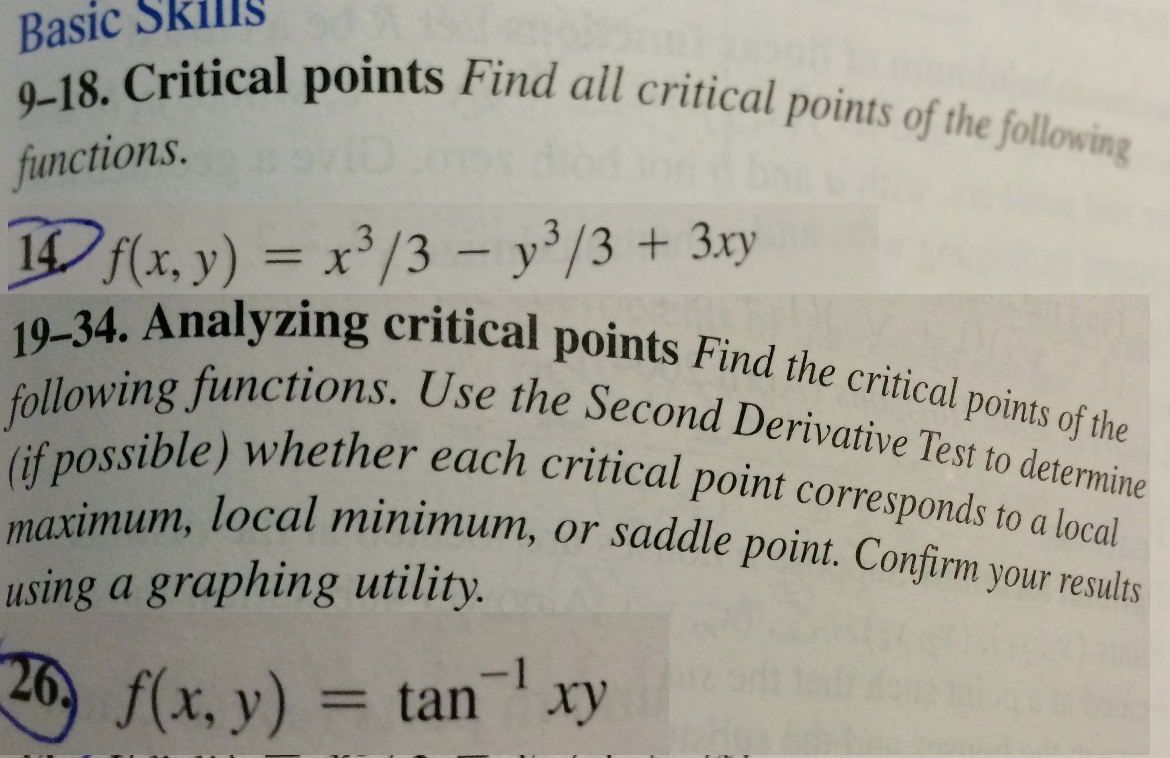 Solved Basic Skills 9-18. Critical points Find all Critical | Chegg.com