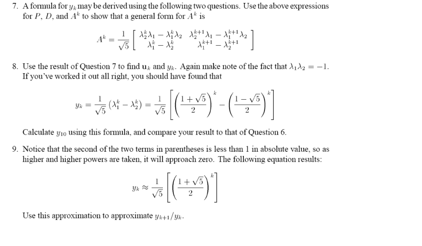 A formula for yk may be derived using the following | Chegg.com