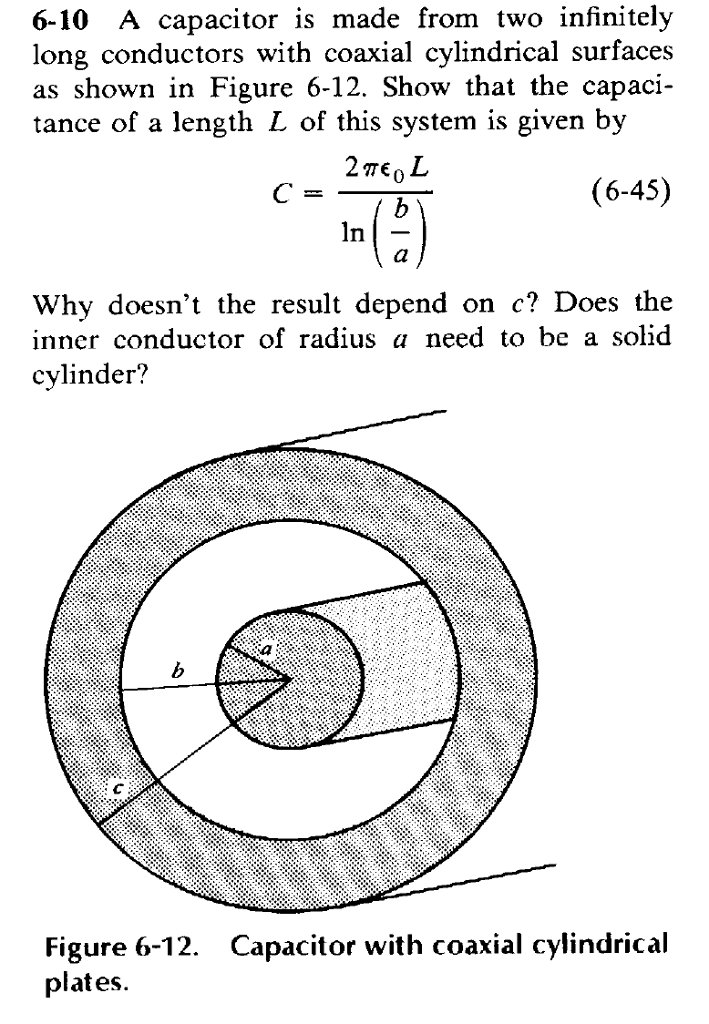 Solved 6-10 A capacitor is made from two infinitely long | Chegg.com
