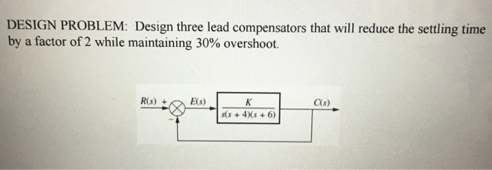 Solved DESIGN PROBLEM: Design three lead compensators that | Chegg.com