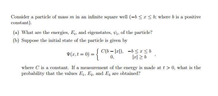 Solved Consider a particle of mass m in an infinite square | Chegg.com