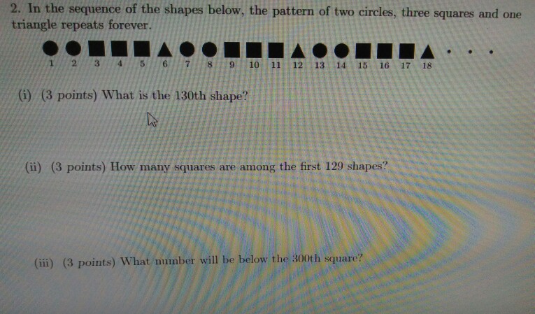 Solved 2. In the sequence of the shapes below, the pattern | Chegg.com