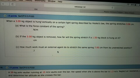 Solved When a 3.00-kg object to hung vertically on a certain | Chegg.com