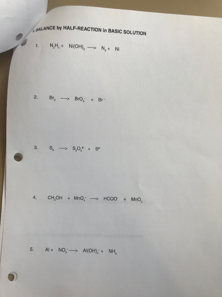 Solved BALANCE by HALF-REACTION in BASIC SOLUTION N2H, + | Chegg.com