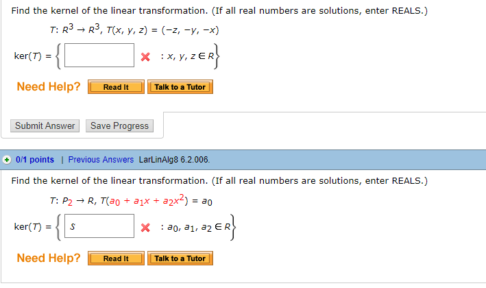 Solved Find The Kernel Of The Linear Transformation If All