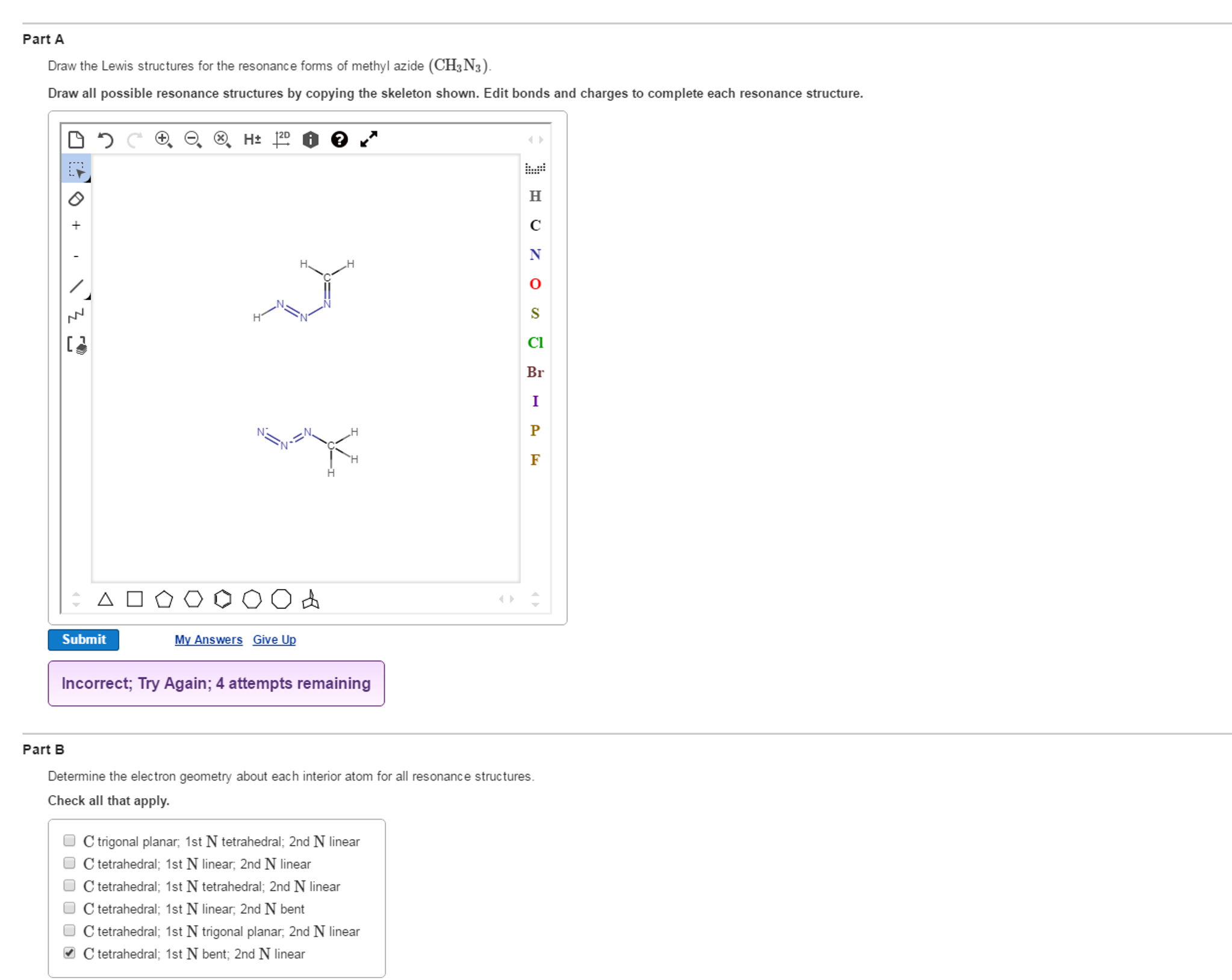 Solved Use VSEPR to predict the geometry (including bond | Chegg.com