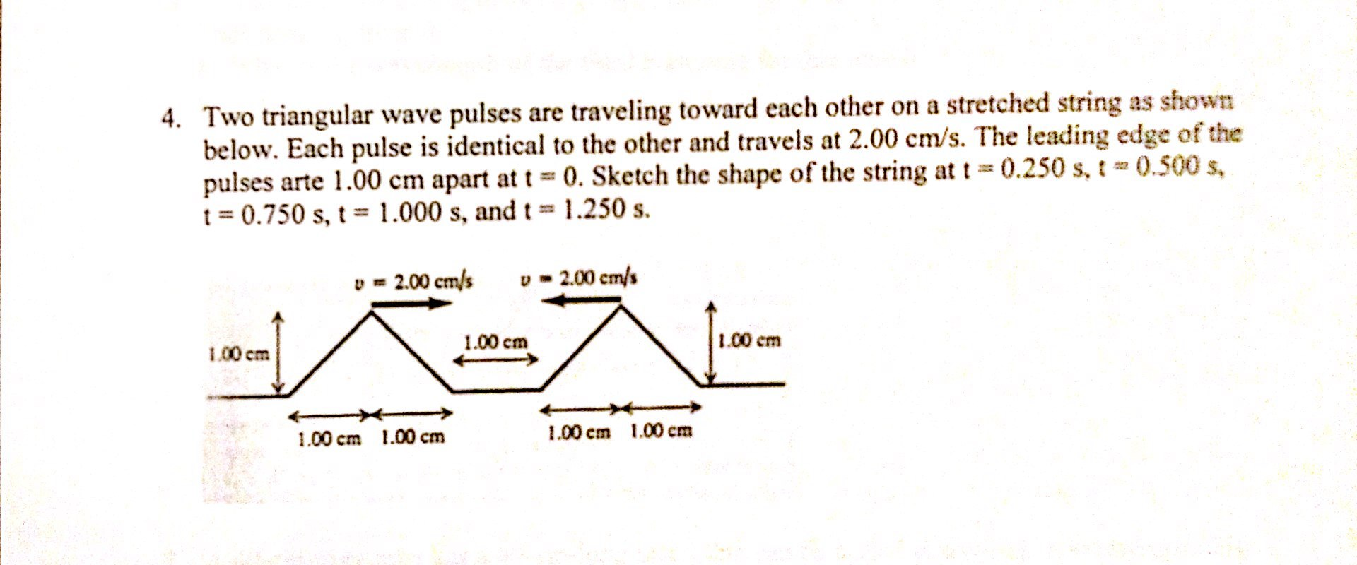 Two triangular wave pulses arc traveling toward each | Chegg.com
