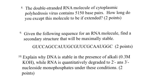 Solved The double-stranded RNA molecule of cytoplasmic | Chegg.com