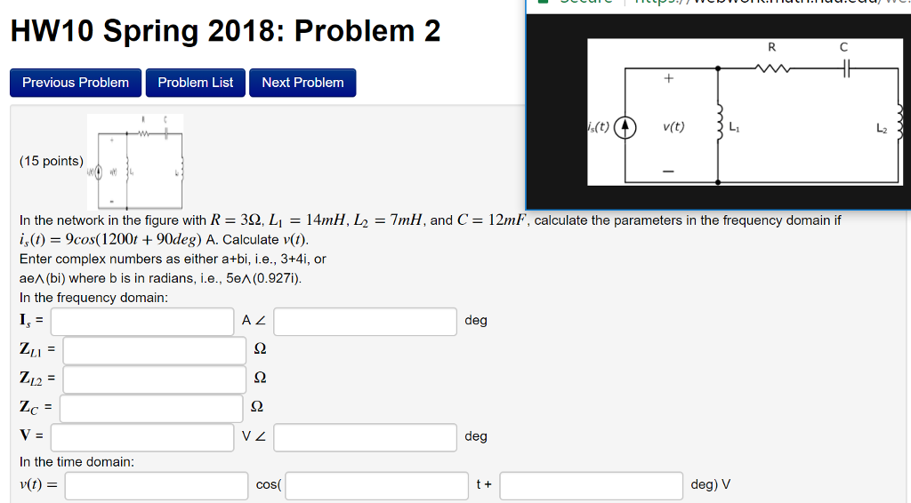 Solved HW10 Spring 2018: Problem 2 Previous Problem Problem | Chegg.com