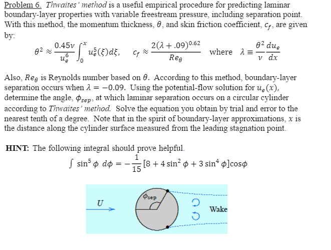 Thwaites' method is a useful empirical procedure for | Chegg.com