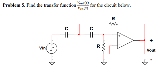 Solved Vout (s) Problem 5. Find the transfer function Lour | Chegg.com