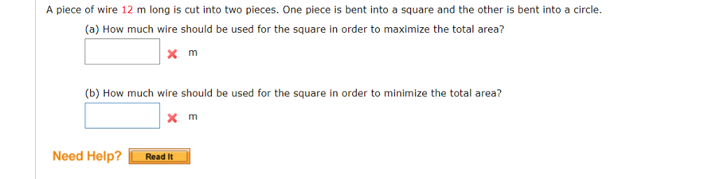 Solved A piece of wire 12 m long is cut into two pieces. One | Chegg.com