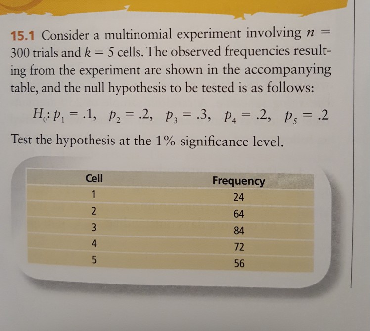 Solved 15.1 Consider a multinomial experiment involving n | Chegg.com