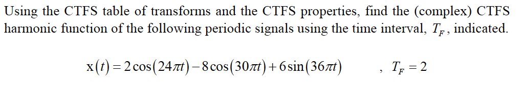 Using the CTFS table of transforms and the CTFS | Chegg.com