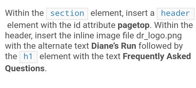 Solved Within the section element, insert a header element | Chegg.com