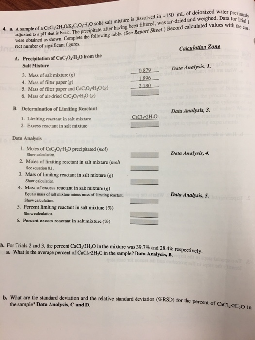 Solved A sample of a CaCl_2 2H_2O/K_2C_2O_4 H_2O solid salt | Chegg.com