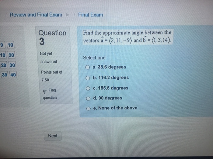 Solved Find the approximate angle between the vectors vector | Chegg.com