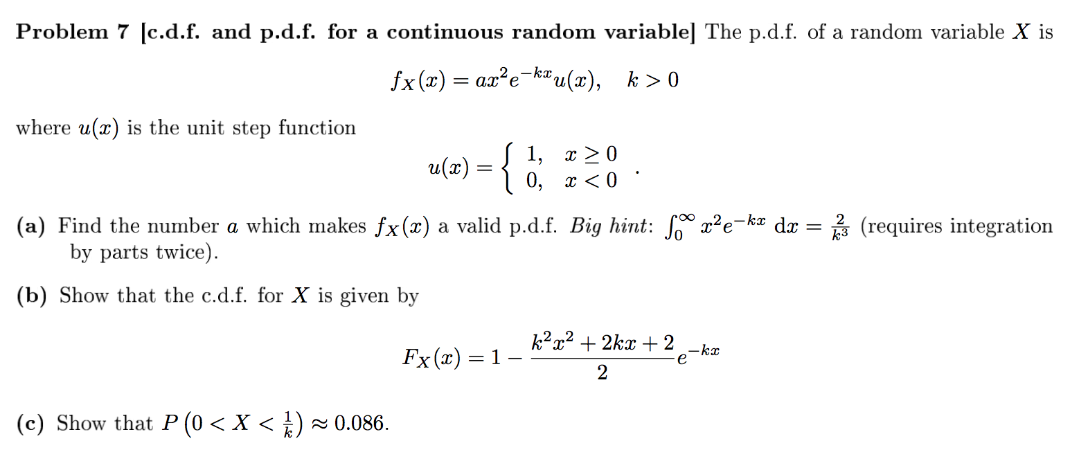 Solved The p.d.f. of a random variable X is where u(x) is | Chegg.com
