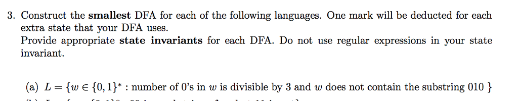 Solved 3. Construct the smallest DFA for each of the | Chegg.com