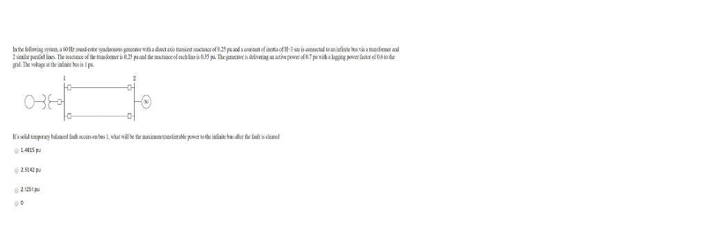 Solved In The Following System A 60 Hz Round Rotor