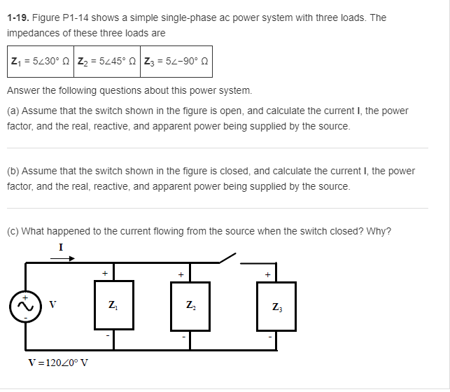 Solved 1-19. Figure P1-14 shows a simple single-phase ac | Chegg.com