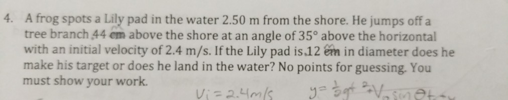 Solved A frog spots a Lily pad in the water 2.50 m from the | Chegg.com