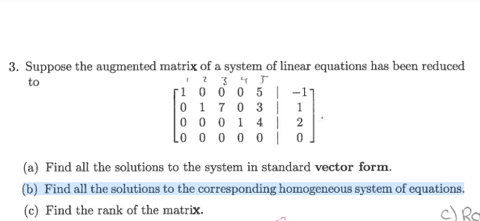 Solved Suppose The Augmented Matrix Of A System Of Linear