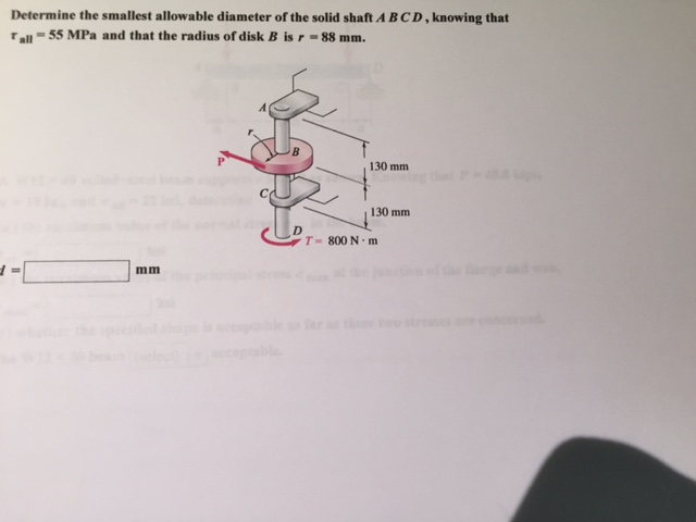 Solved Determine The Smallest Allowable Diameter Of The