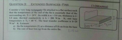 Solved Consider a very long rectangular fin attached to a | Chegg.com